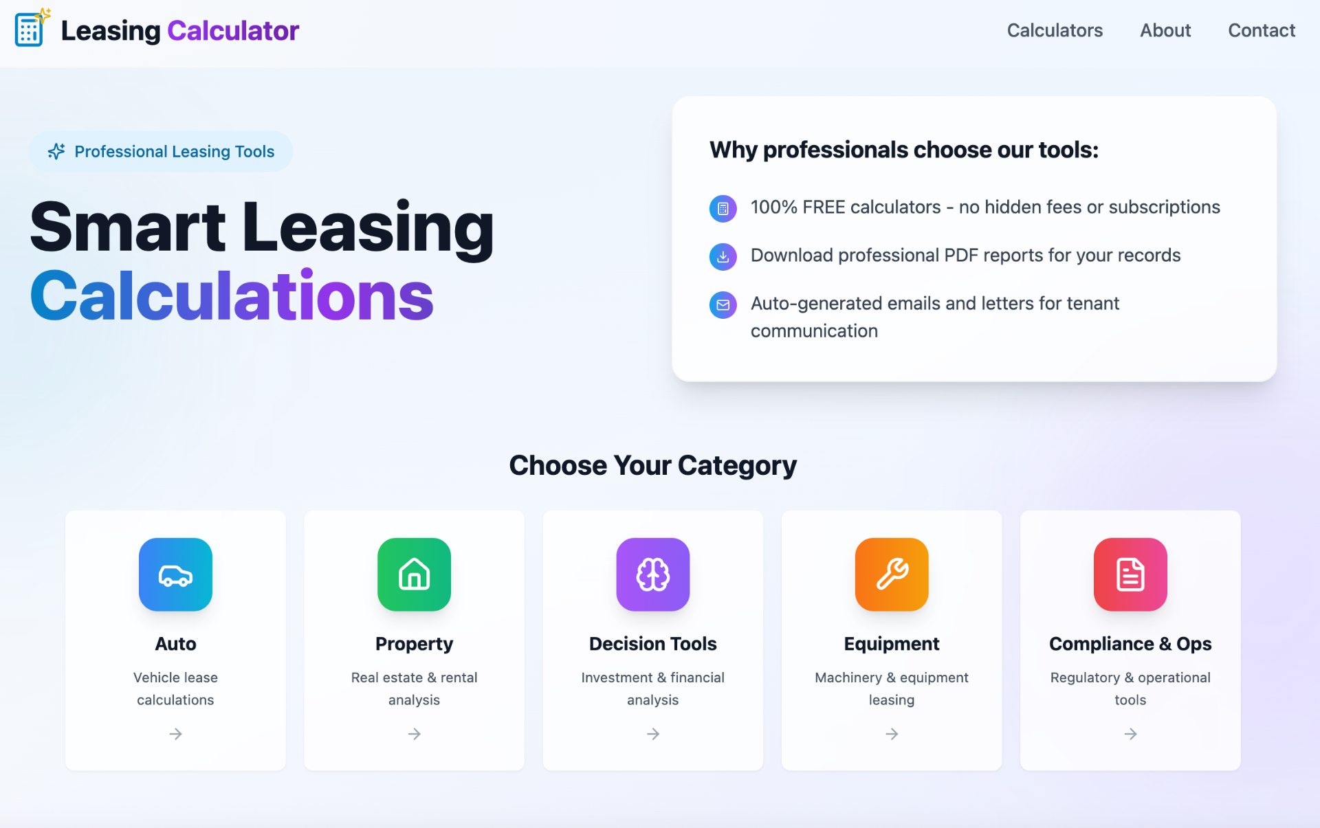 LeasingCalculator.co - Professional Leasing Calculators | Auto, Commercial & Equipment